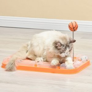 Ball Track Cat Toy with multiple function in basketball court design